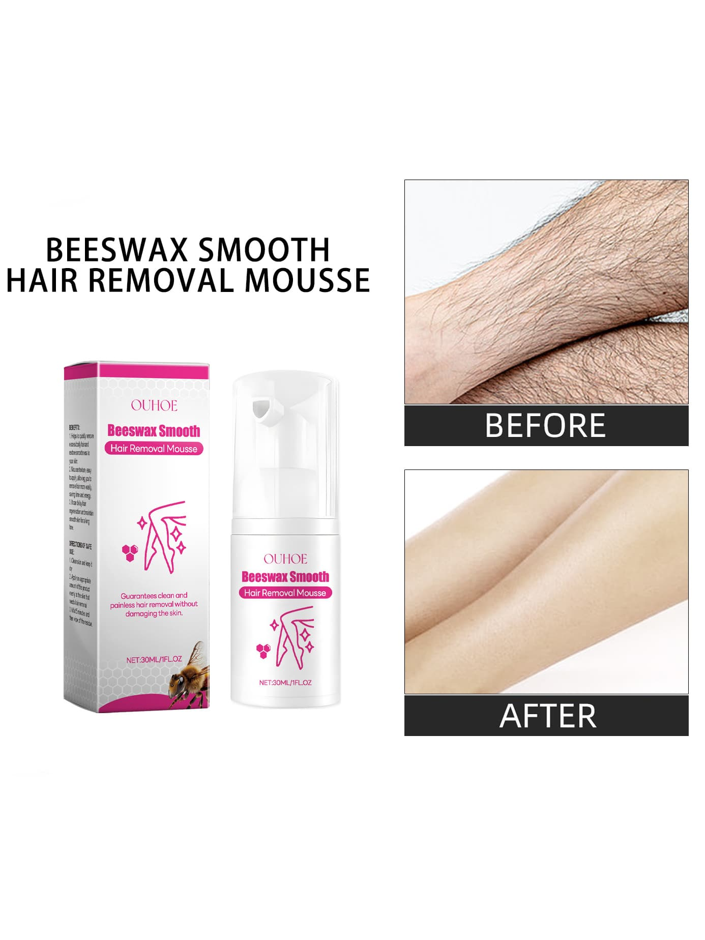 30ml Depilatory Mousse, Easy & Quick Hair Removal, Gentle Formula For ...