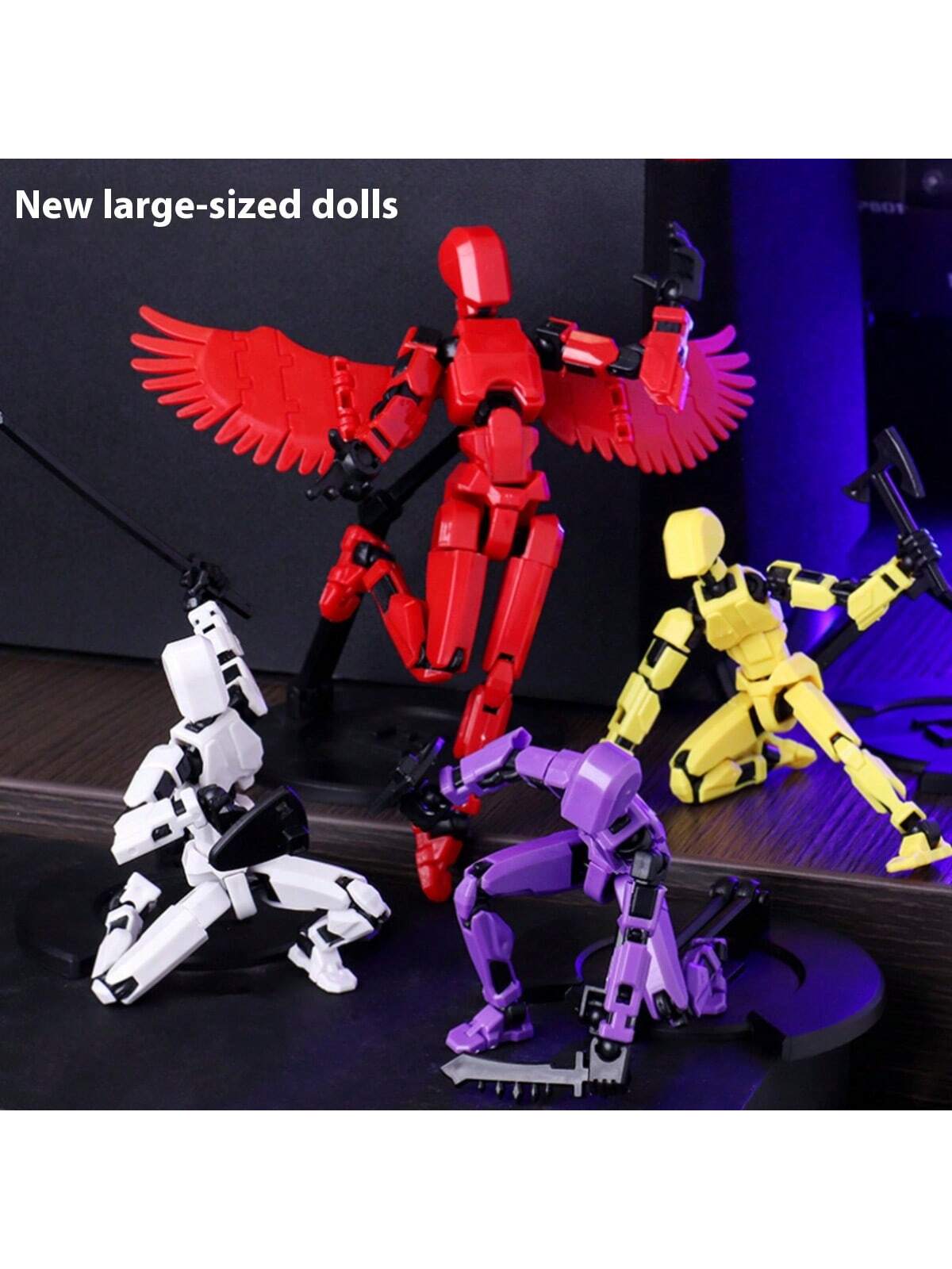 Large Size Robot Figurine With Wings, Posable Articulated Action Figure ...