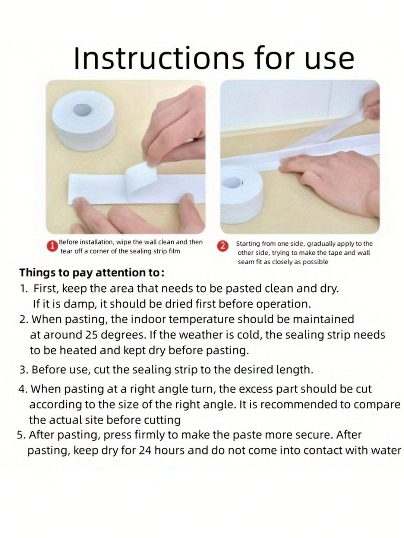 1pc Mold And Mildew Resistant PVC Self-Adhesive Waterproof Sealant Tape ...