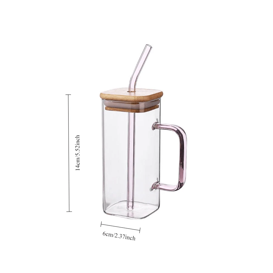 Square Glass With Handle Home Ins High Appearance Horizontal Straw ...