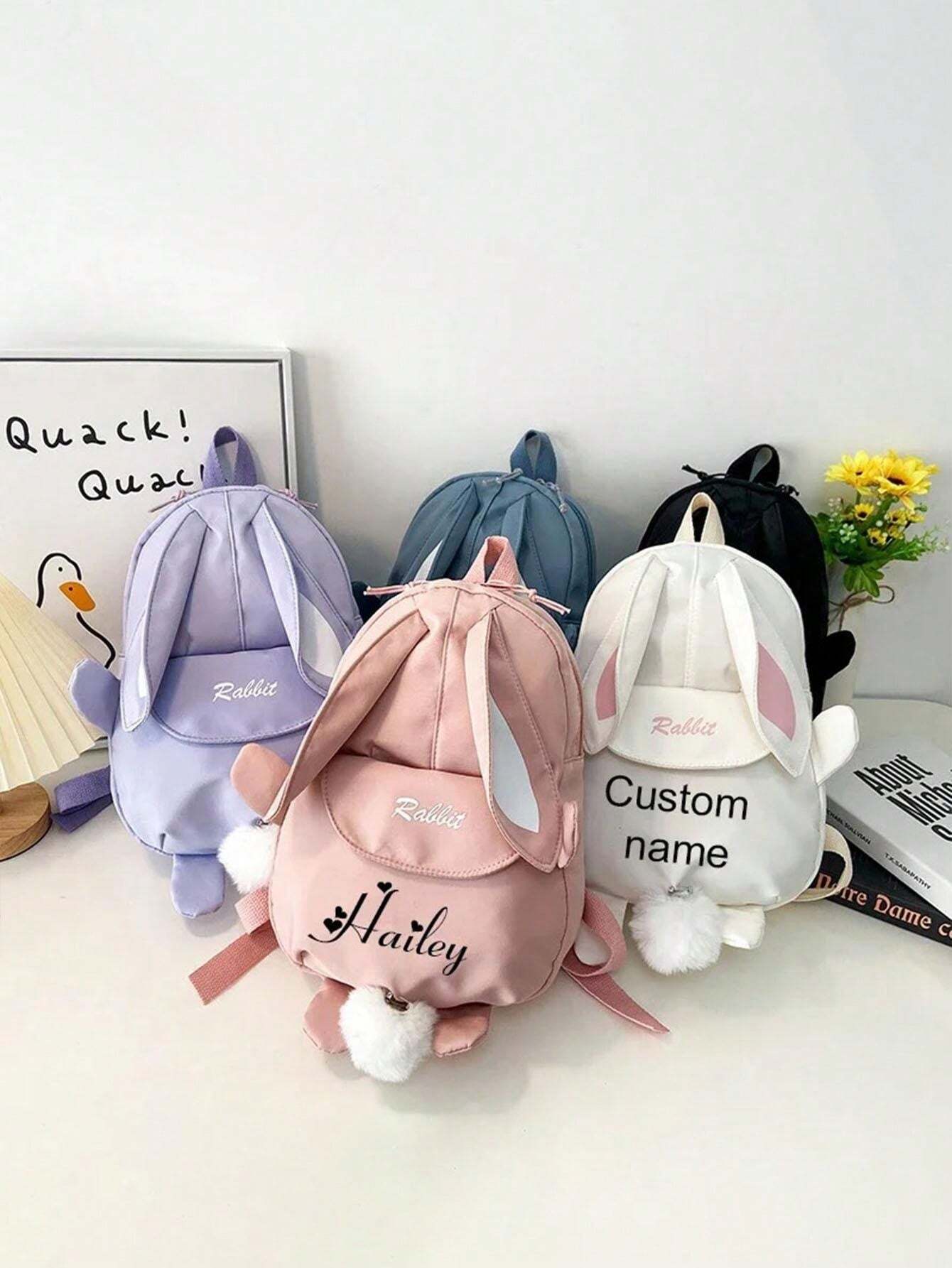 Personalised Kawaii Bunny Backpack For Girls With Cute Rabbit Ears And ...