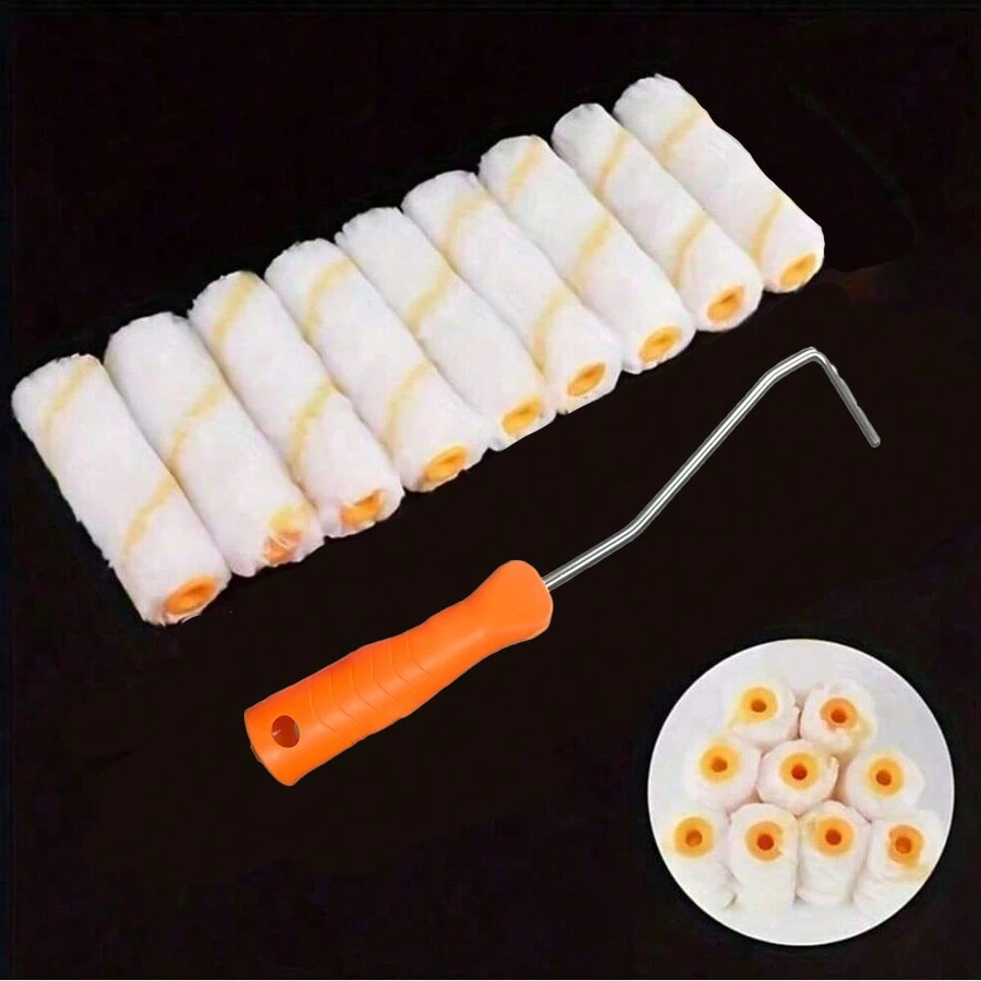 10-Pcs Precision Wall Painting Roller Kit - 4'' Mini Rollers, 10 Covers ...