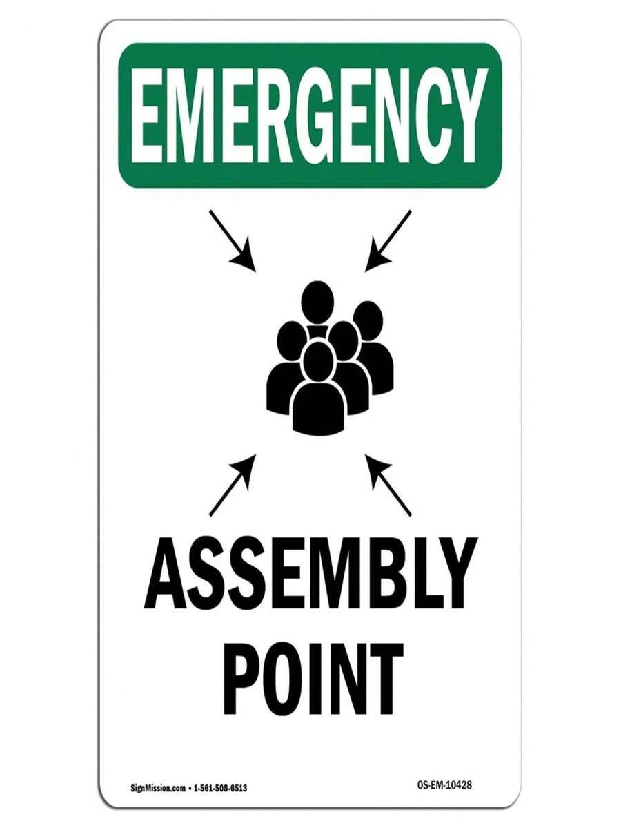 SignMission OS-EM-A-710-V-10428 Emergency Assembly Point With Symbol ...