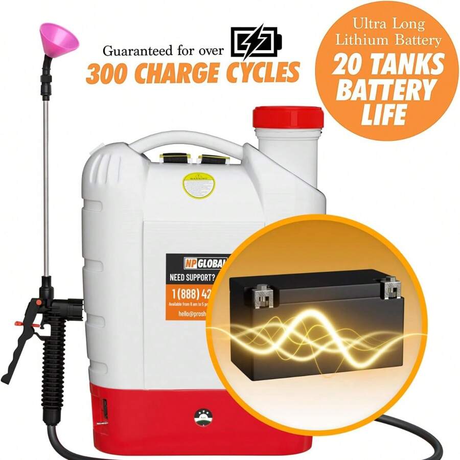 4.2 Gallon Battery Powered Backpack Sprayer - 8 Nozzles, 100PSI Cutoff ...