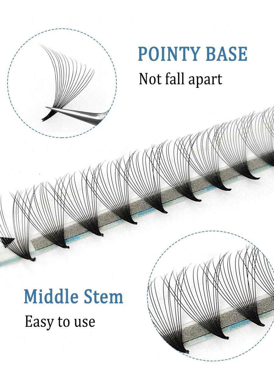 120Fans 0.05mm Premade Fan Eyelashes Extension 14D Short Stem False ...