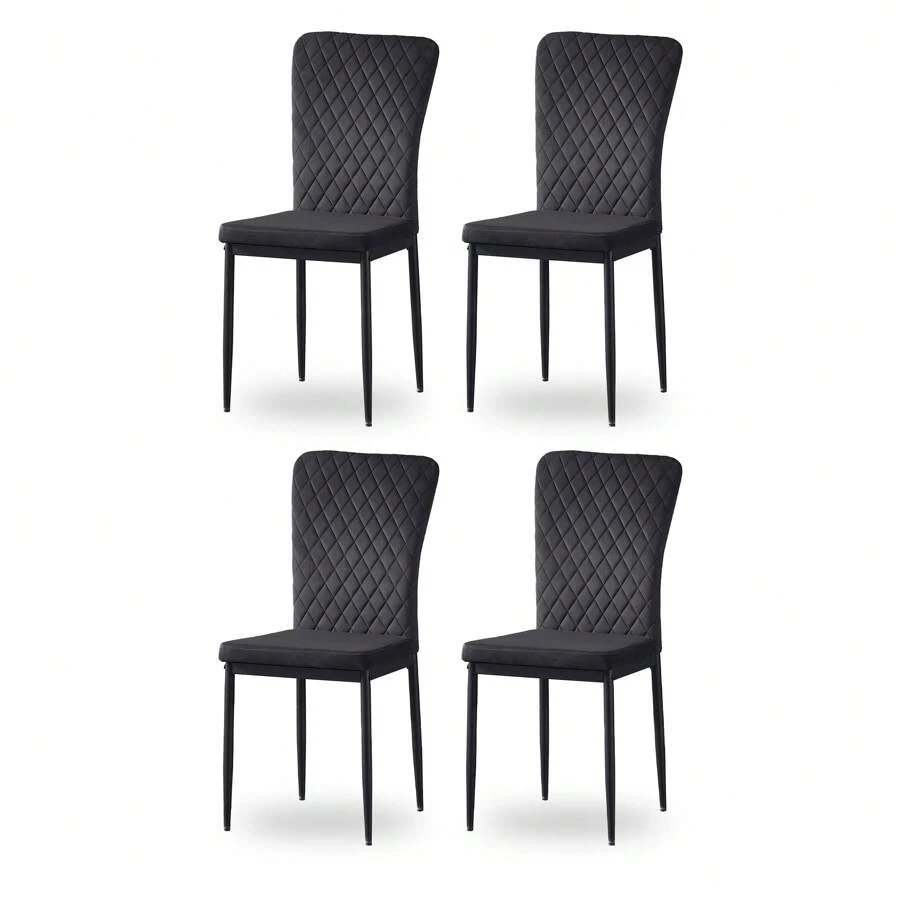 AINPECCA Velvet/Faux Leather Dining Chairs Set Of 4/6 Armless High Back ...