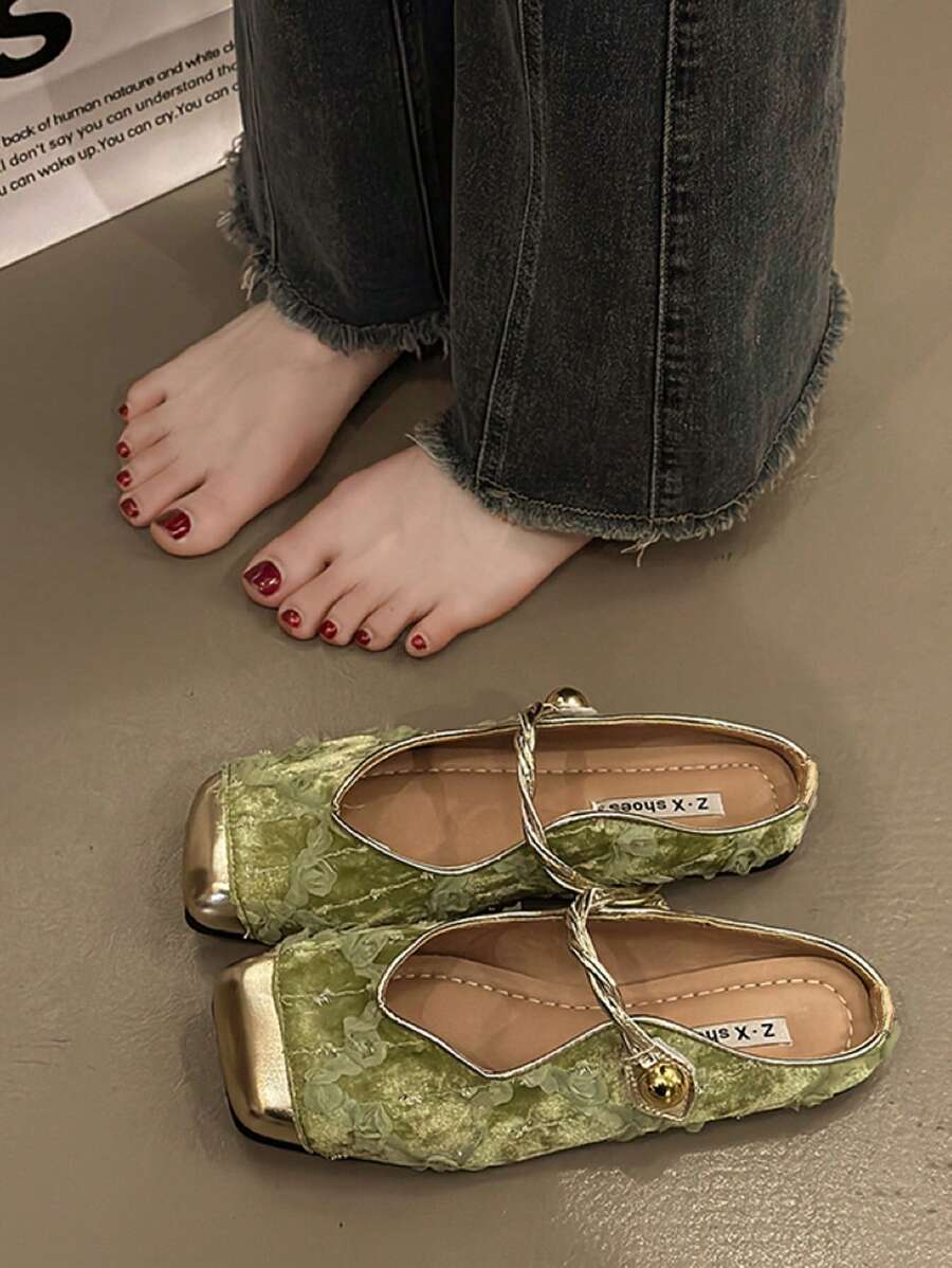 Women's Closed Toe Mules, 2024 Summer New Styles, Slip-On Flat Sole ...