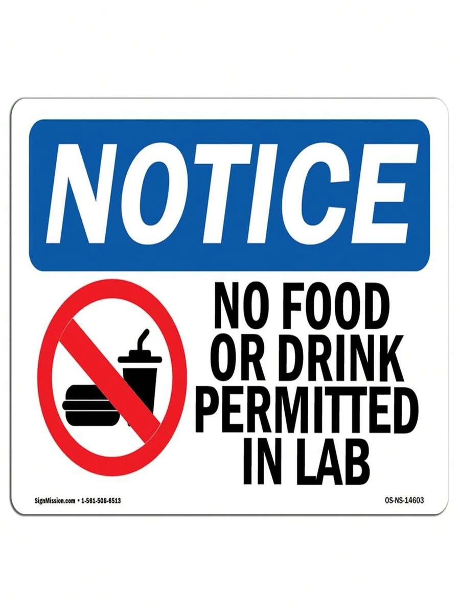 SignMission Notice No Food Or Drink Permitted In Lab With Symbol OSHA ...