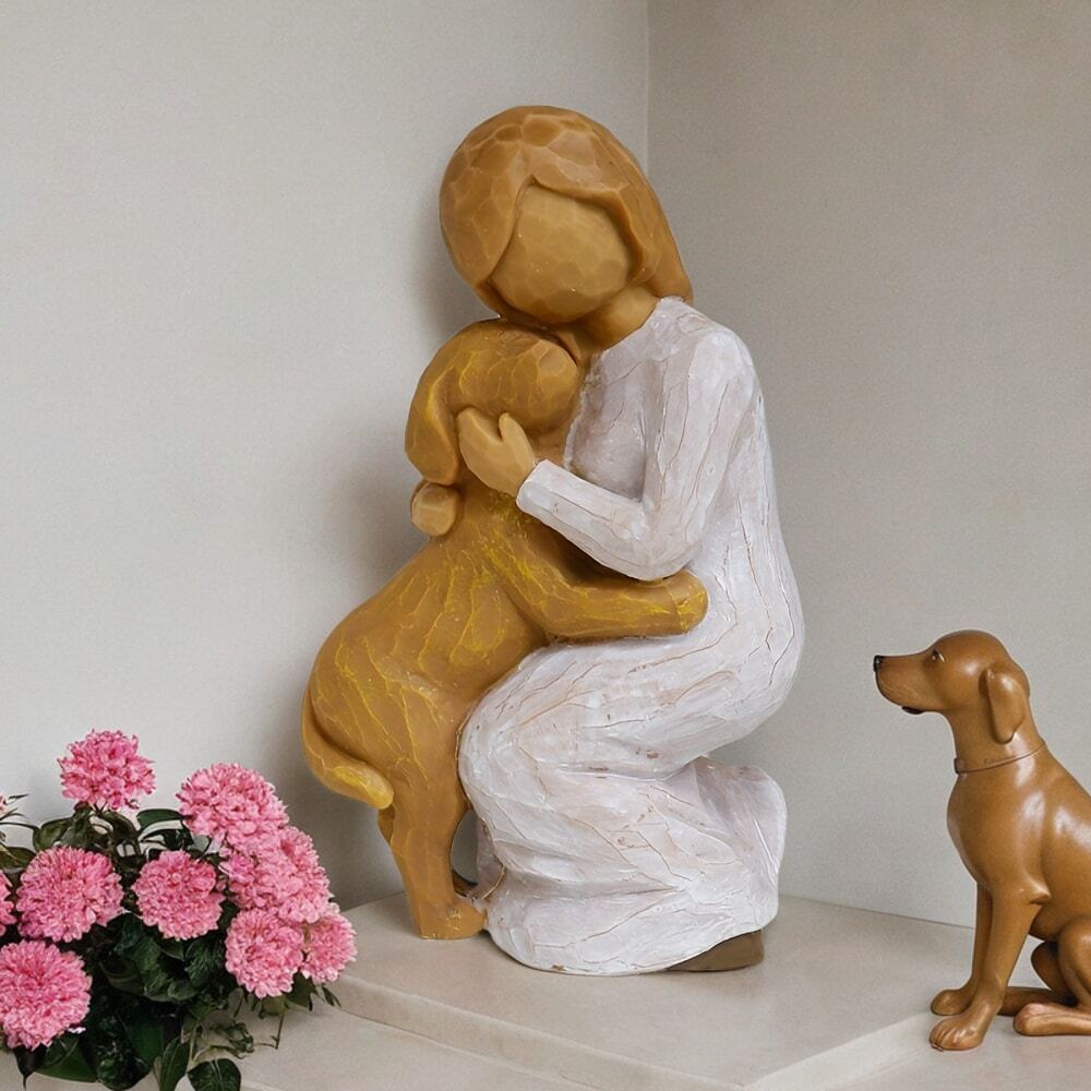Dog Angel Statue, Angel Dog Friendship Memorial, Hand Painted Pet Dog ...