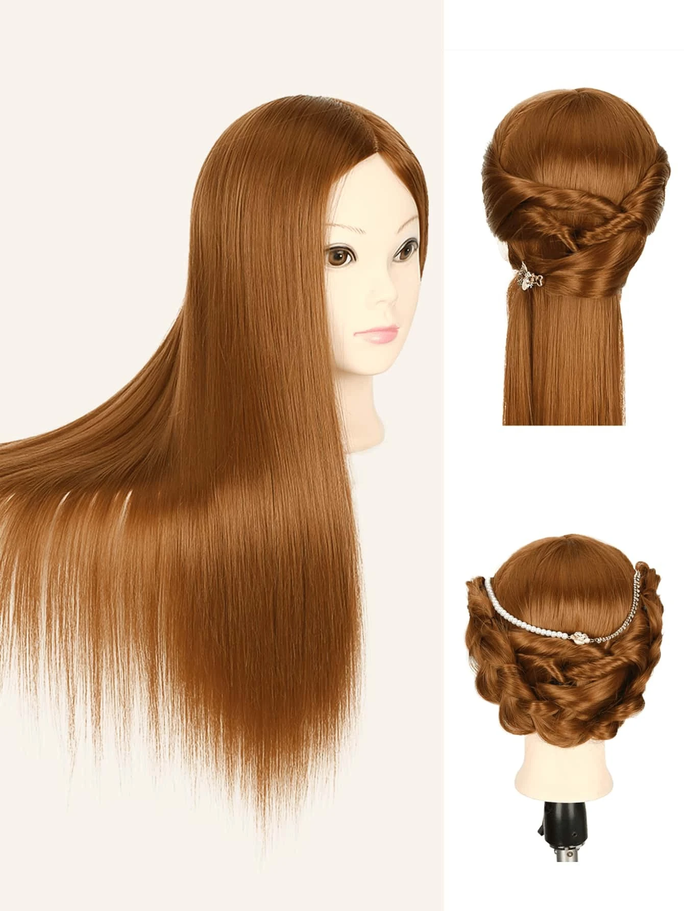Mannequin Head With Hair Training Head Practice Fake Head Hairdresser ...