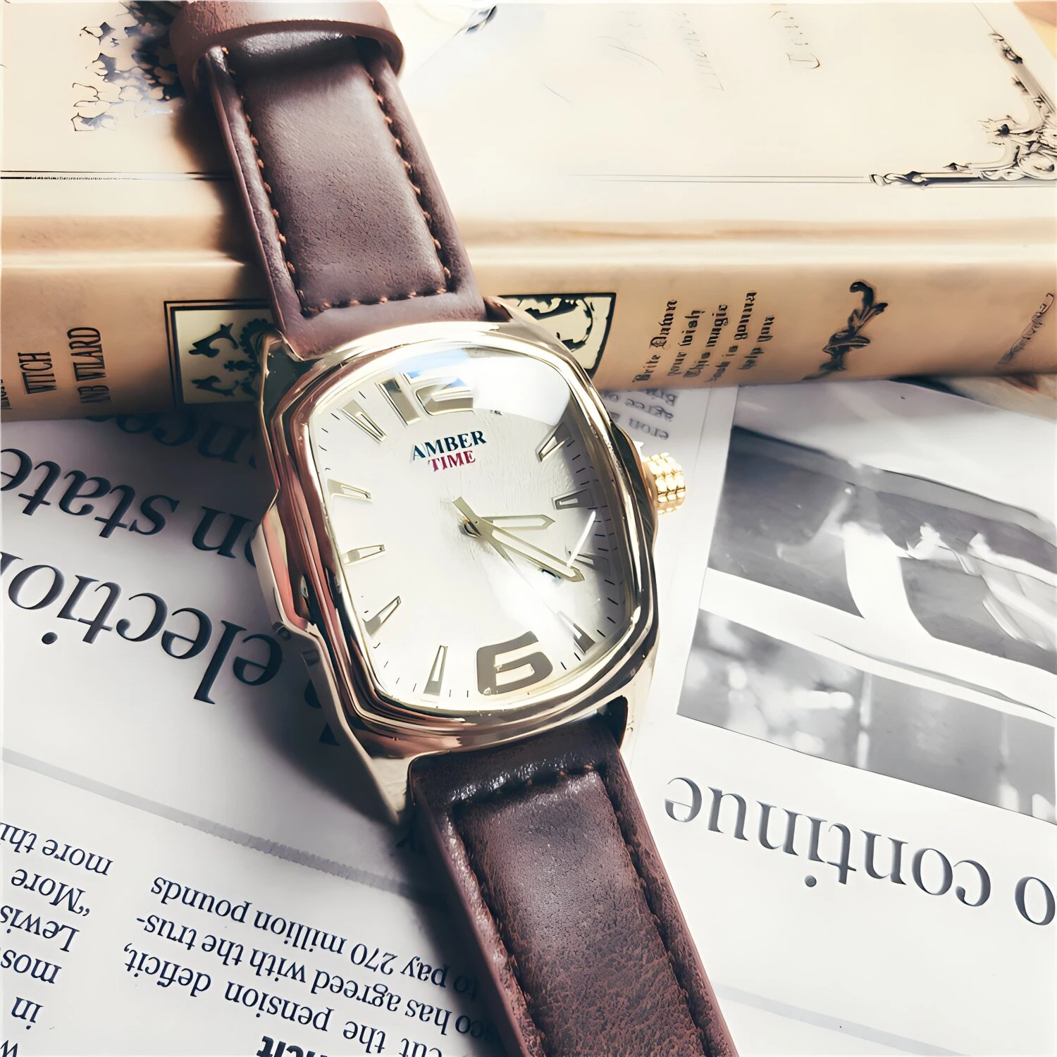 FENSIR Trendy Wine Barrel Shaped Men Quartz Watch - Oversized Dial ...