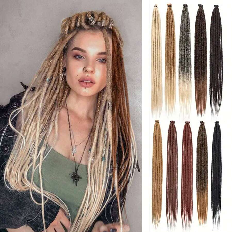 Extensões de dreadlock de 24 polegadas, extensões de dreads sintéticos ...
