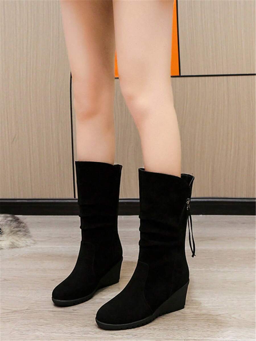 Women's Fringe Stacked Platform Wedge Booties | SHEIN USA