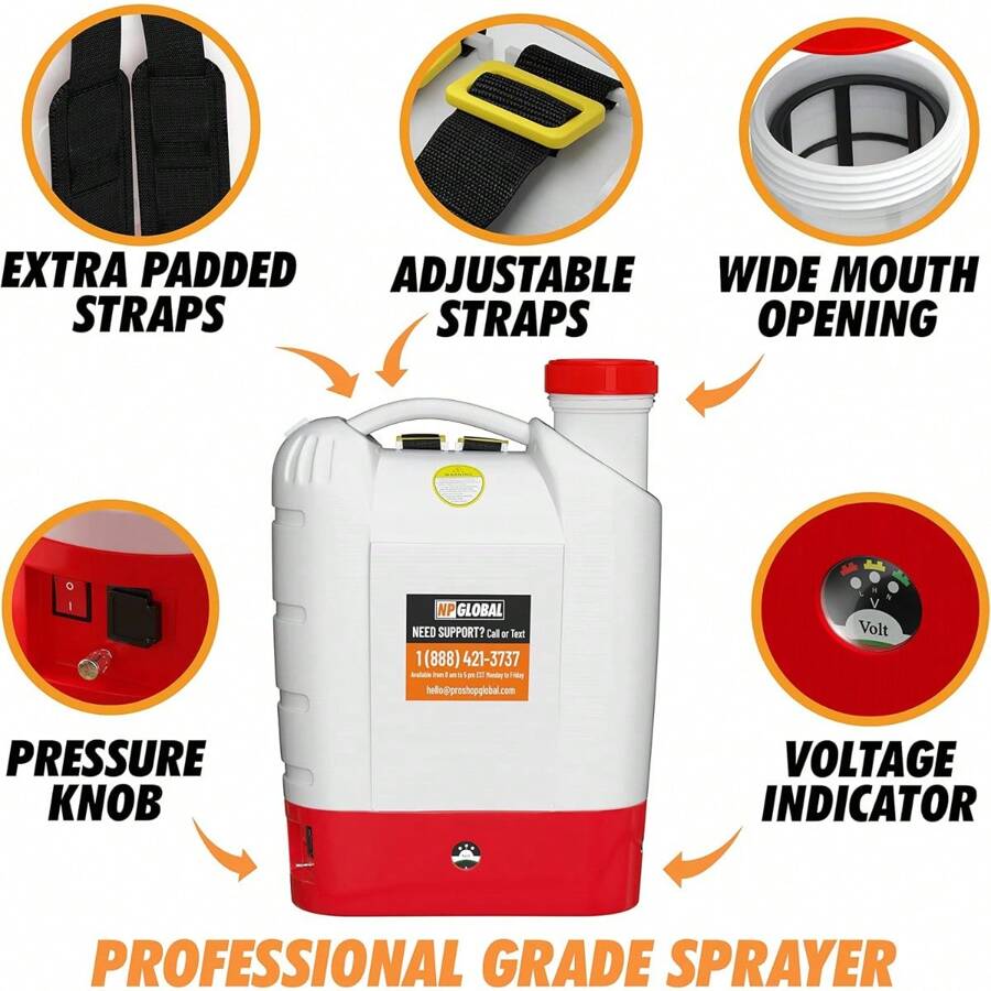 4.2 Gallon Battery Powered Backpack Sprayer - 8 Nozzles, 100PSI Cutoff ...