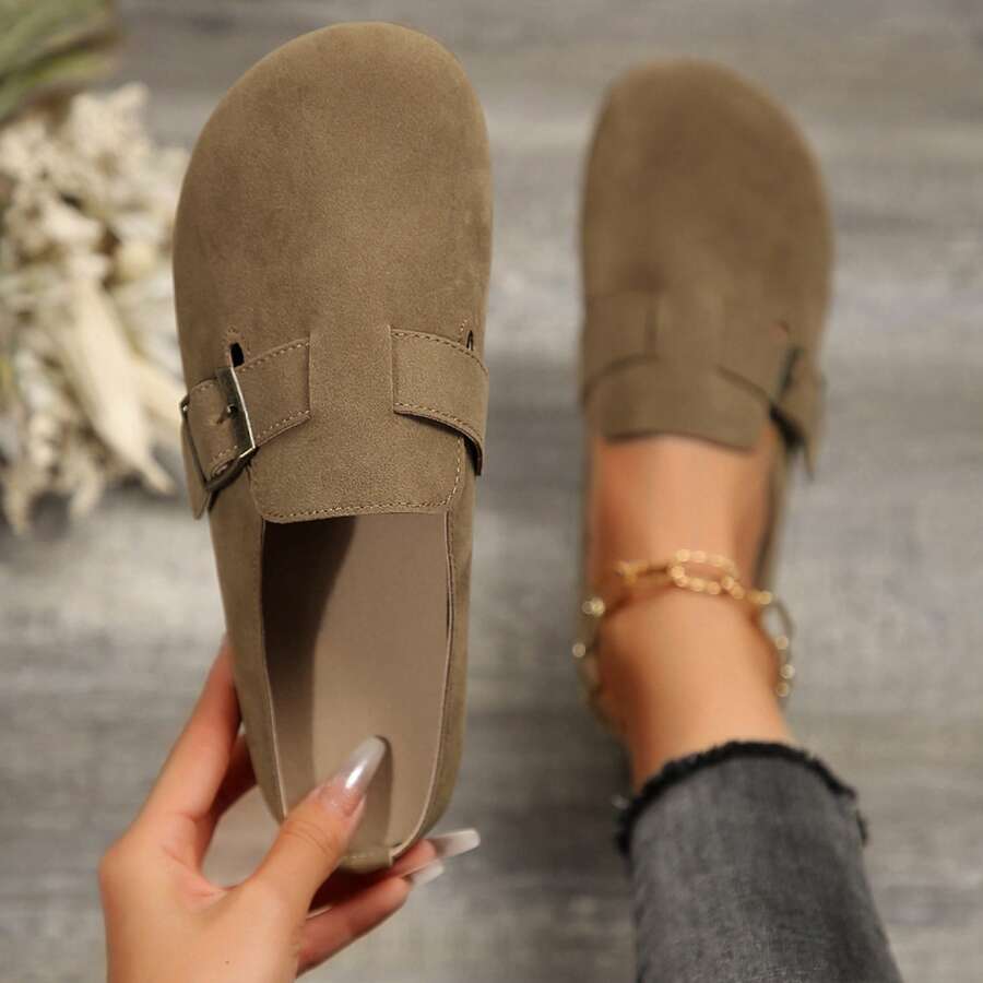 Women's Suede Clogs With Adjustable Buckle And Arch Support For Maximum ...