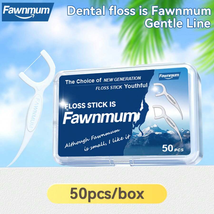 Fawnmum 50Pcs Gentle Line Dental Floss Pciks Ultra Fine Smooth Floss ...