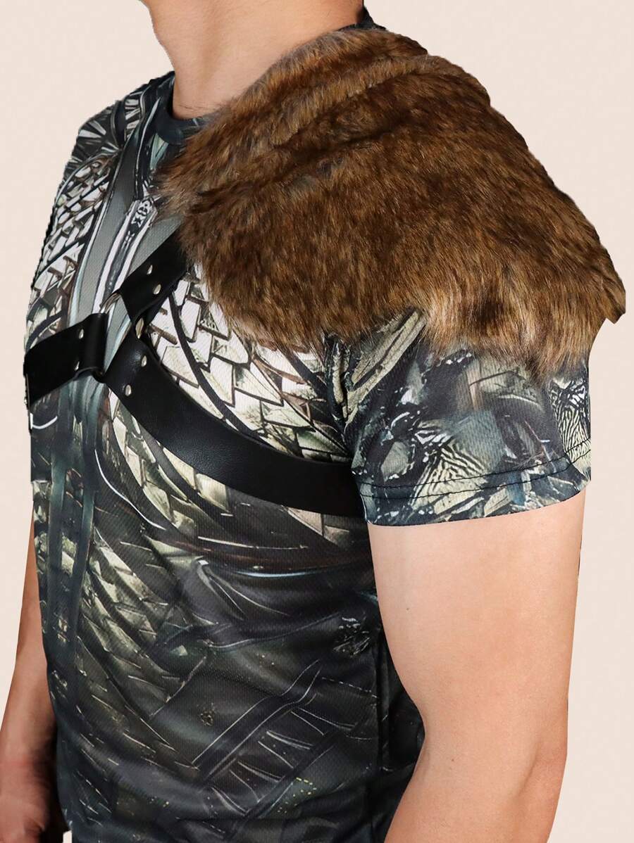 1 Medieval Vintage Fluffy Shawl PU Leather Belt Shoulder Strap Roman ...