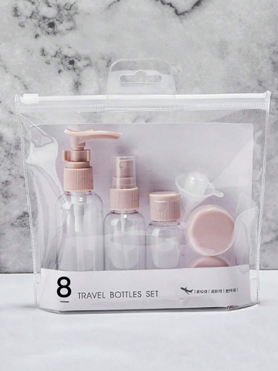 Juego de botellas rellenables de viaje Atomizador Loción Champú Gel de ducha Tubo Embotellado ...