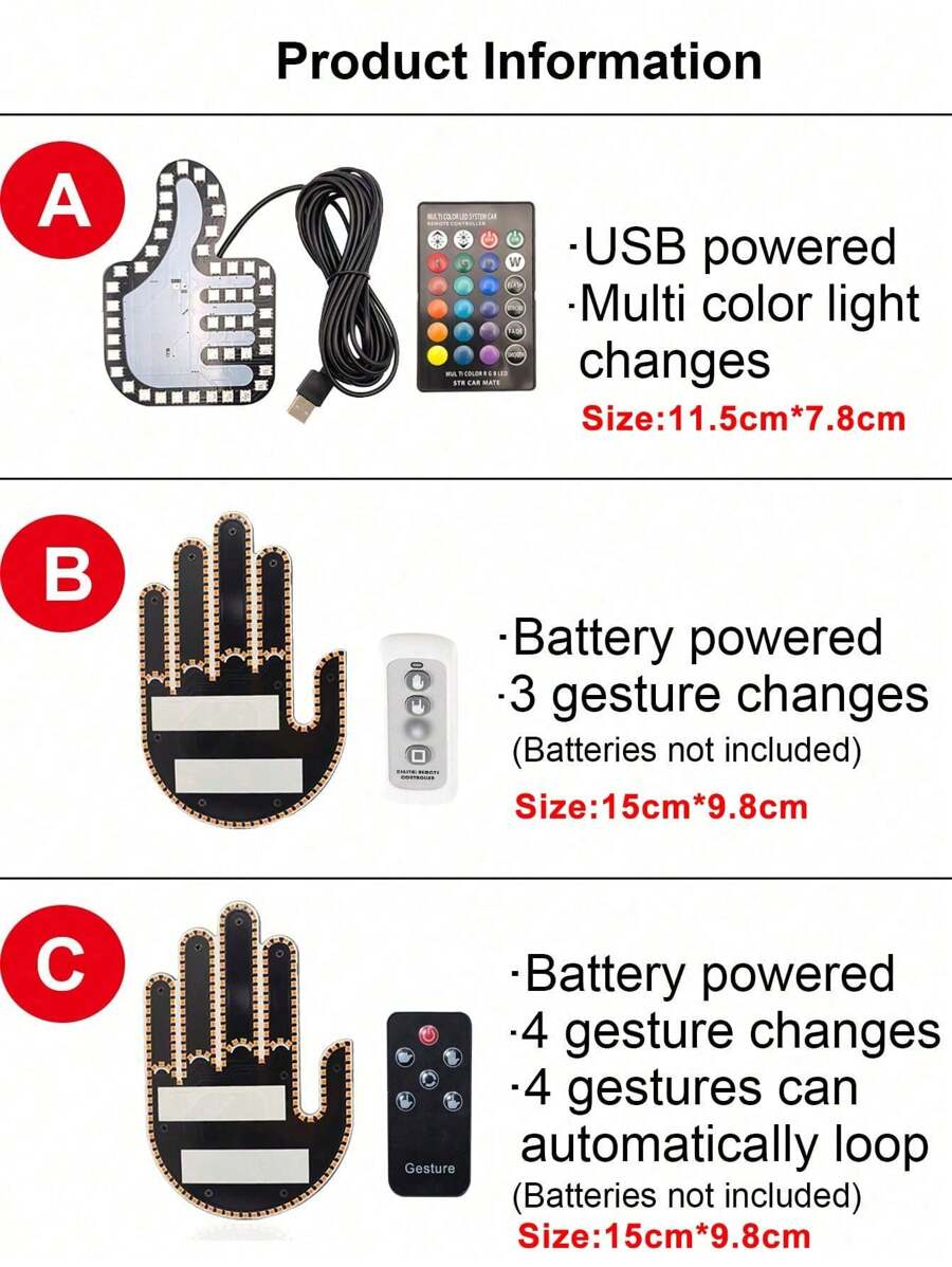 Luz de Dedo LED com Luz de Gesto Iluminada com Controle Remoto para ...