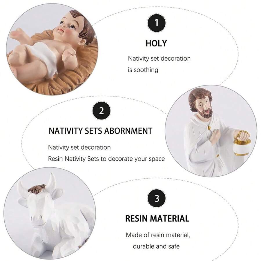 Manger Decorations Set Jesus Nativity Holy Figure Resin Figurines For ...