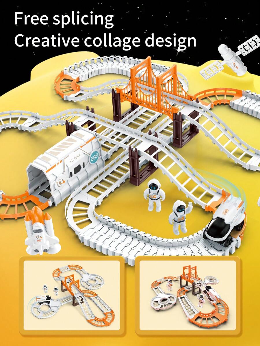 1set Electric Space Themed Double Deck Track Vehicle 3D Track Sliding ...
