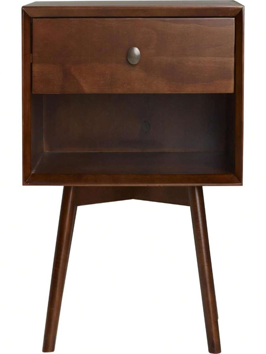 Walker Edison Furniture BR25MC1DWT Mid-Century 1 Drawer Solid Wood ...