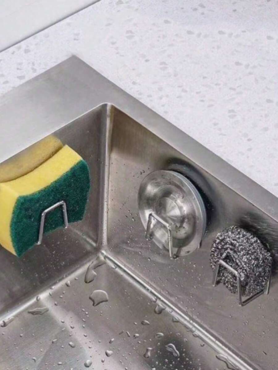 Sponge Holder Set (2/4 Pcs) - Wall-Mounted, No-Drill Kitchen Sink Caddy ...