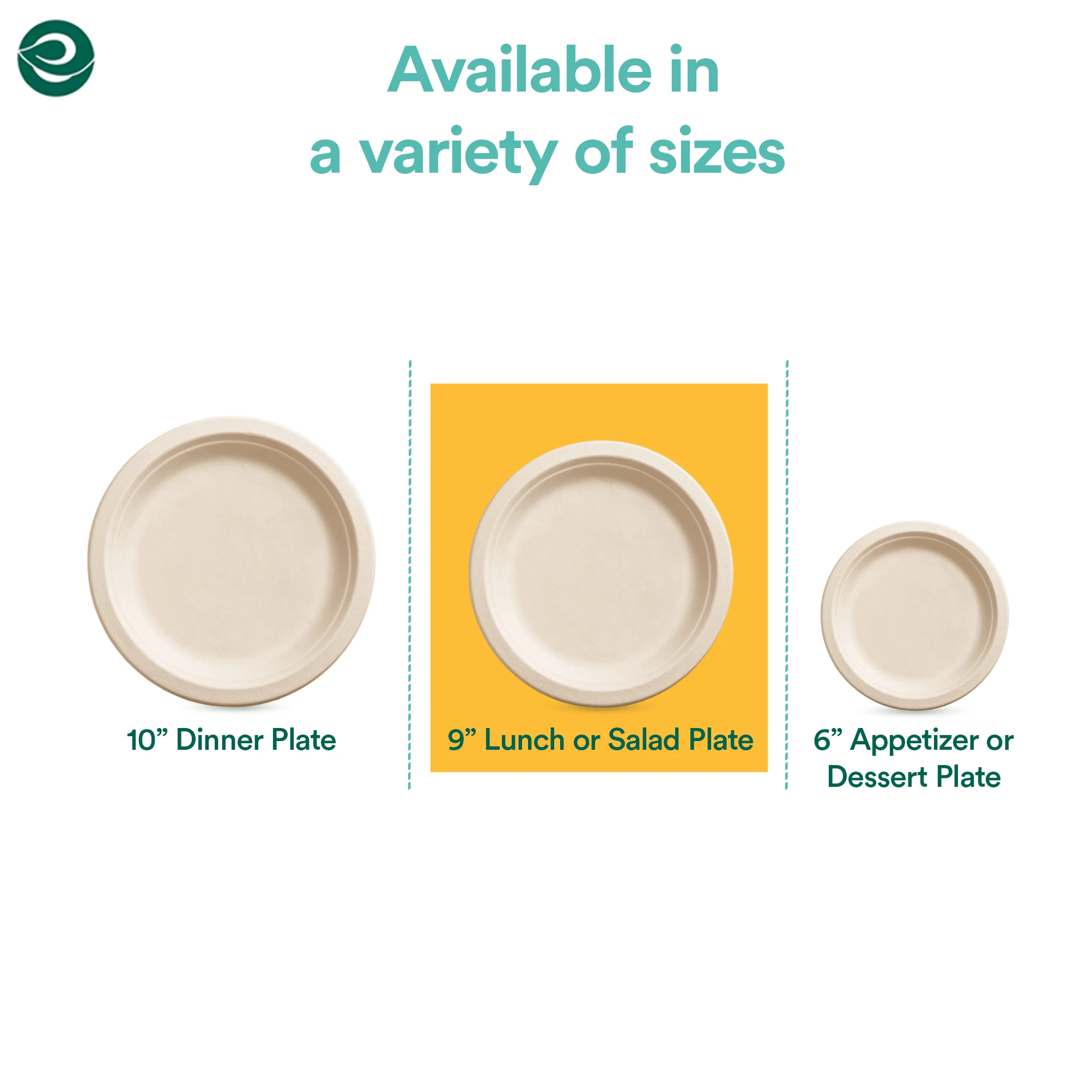 EcoSoul 100% Compostable 9 Inch Paper Plates 200 [2x100 Pc] Disposable ...