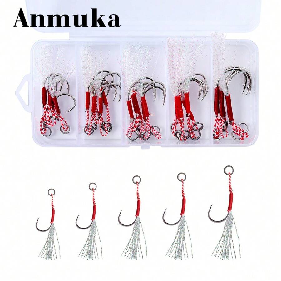 Fishing Hook Set, Lure Double Hook With Feather And Barb Blood Groove ...