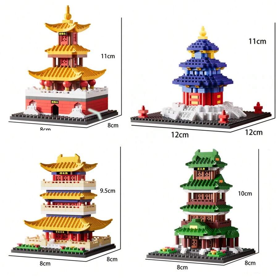 Ancient Chinese 4 Famous Towers Model: Tengwang Pavilion, Yueyang Tower ...