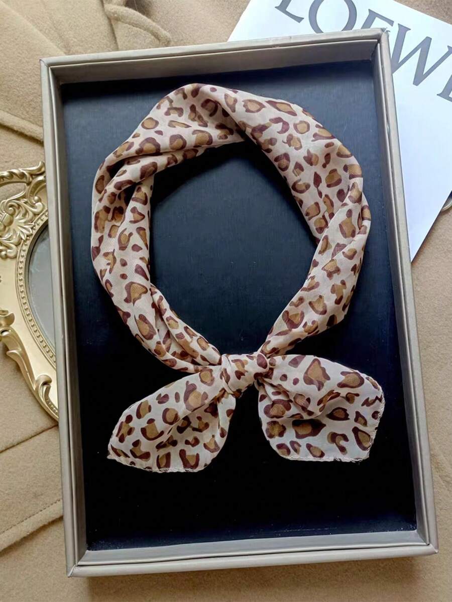 1pc Classic Leopard Print Square Scarf Elegant Ladies Sarong Outing ...