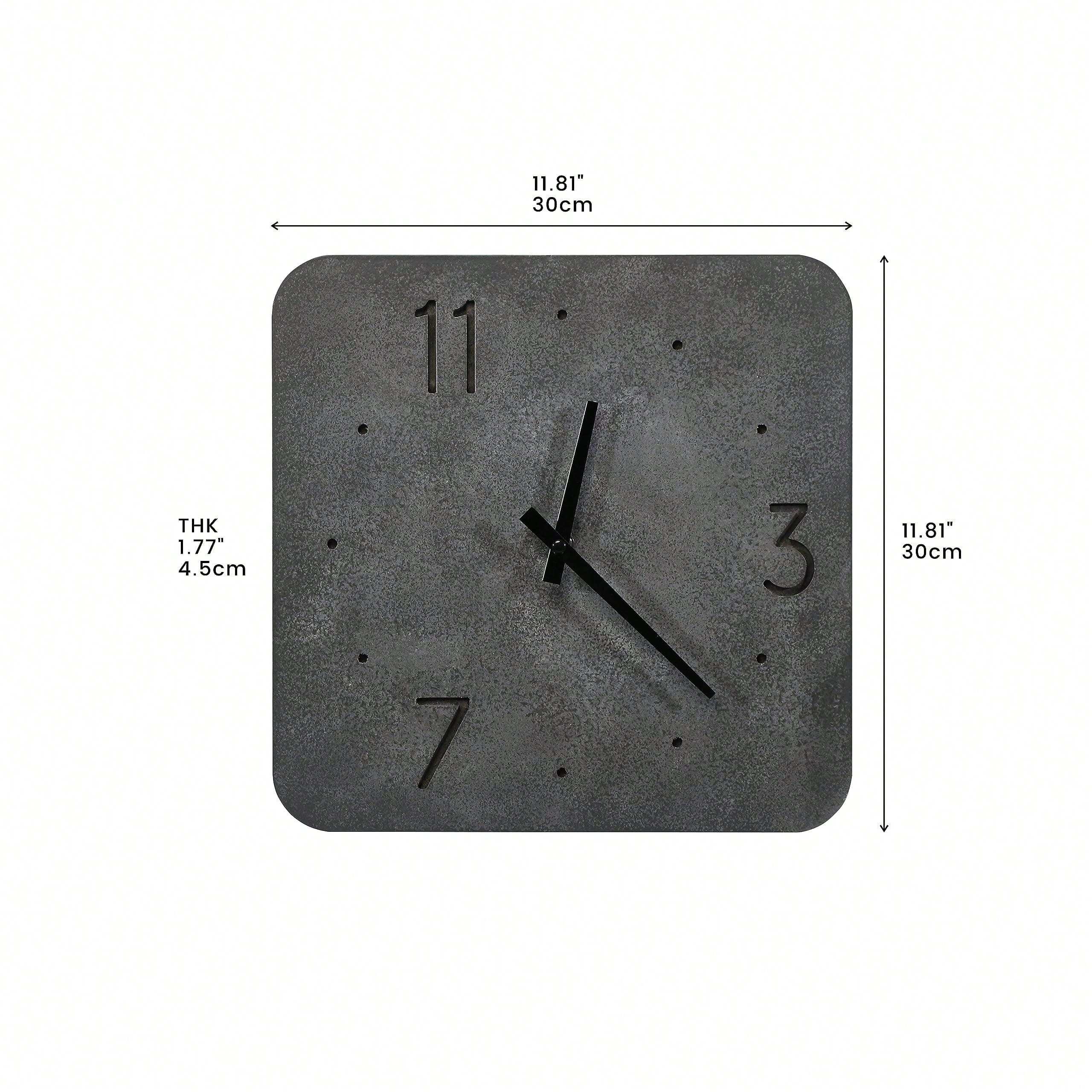 12-Inch Cement-Accent Wood Clock, Cement Color Wood Clock, Square Wood ...