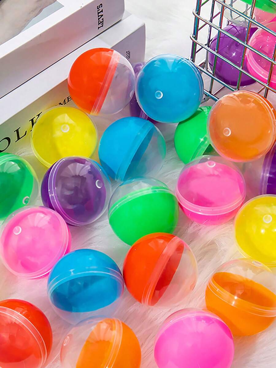 50PCS Empty Clear-Colored Round Capsules Capsule For Toy Gumball ...