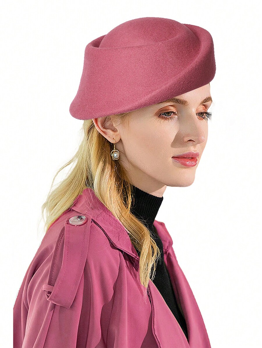 HIMESPORT Chapéus fascinadores de feltro de lã para mulheres boina ...