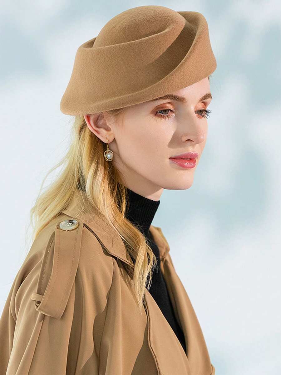 HIMESPORT Chapéus fascinadores de feltro de lã para mulheres boina ...