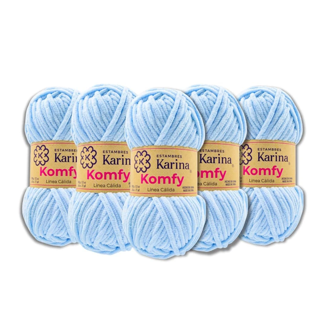 ESTAMBRE CHENILLE KOMFY ESTAMBRES KARINA PAQ 5 MADEJAS 100 GRS C/U (UN ...