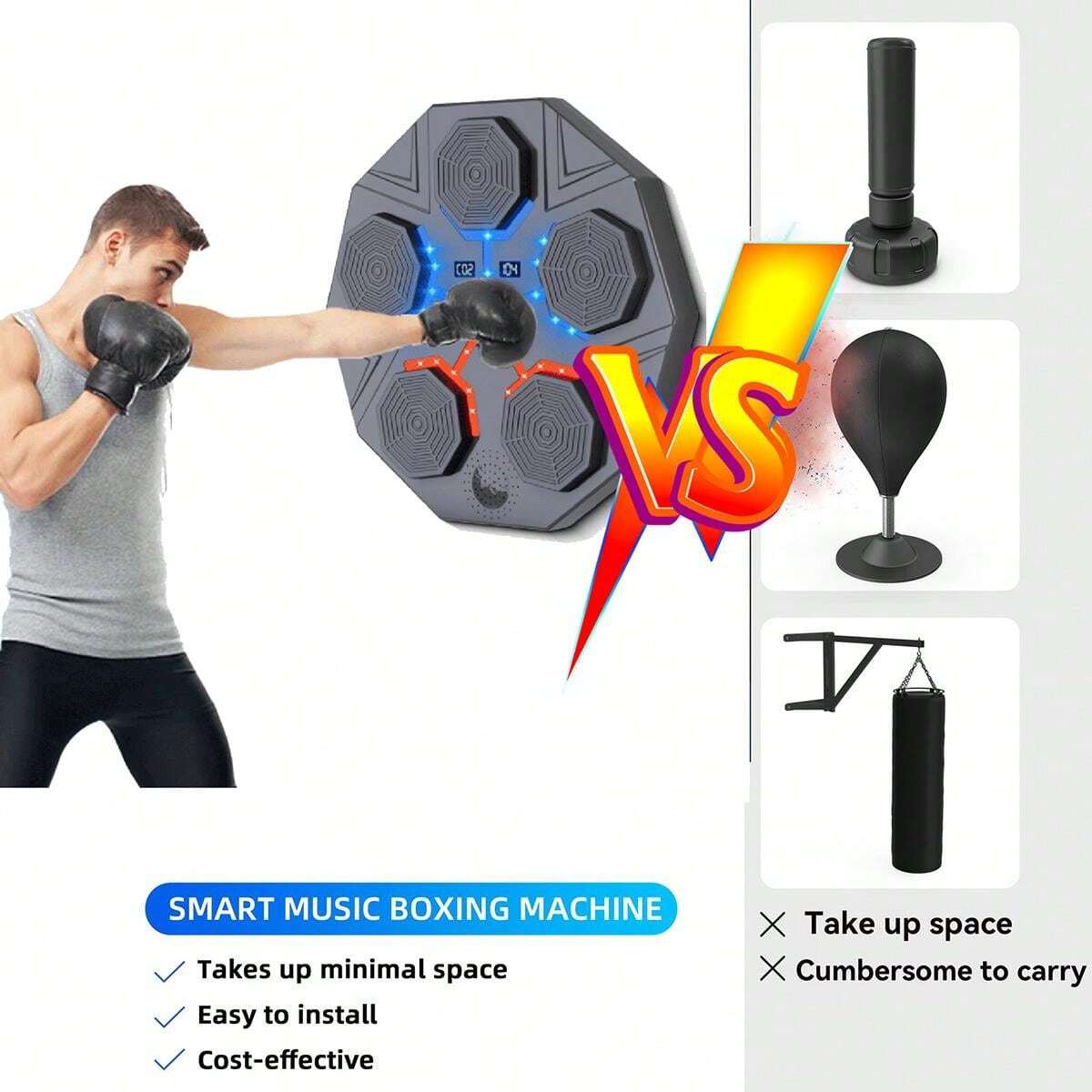 Music Boxing Machine, Smart Boxing Trainer With Boxing Gloves, Boxing ...