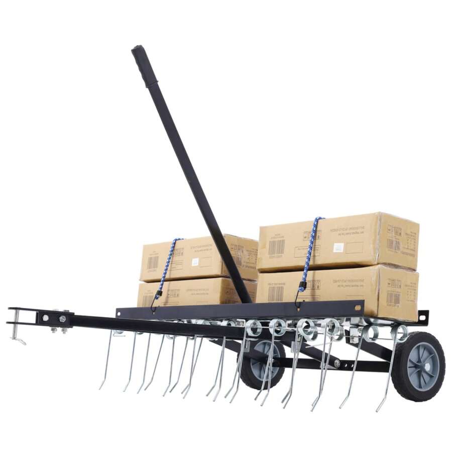 40-Inch Lawn Sweeper Tow Behind Dethatcher Landscape Rake Lawn Tractor ...