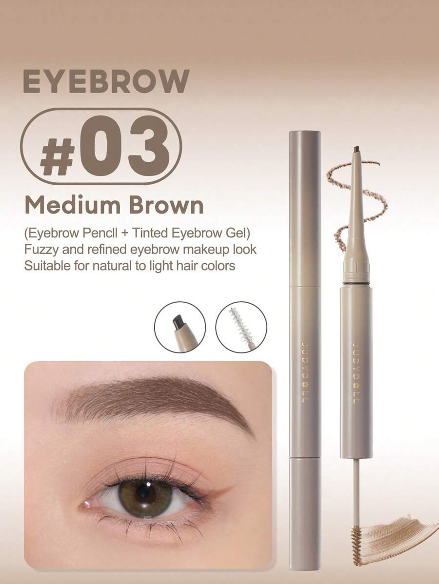 JUDYDOLL Duo Eyebrow Pencil 1.26g, Waterproof Transparent Eyebrow Gel, 2-In-1 Multi-Use Eyebrow ...