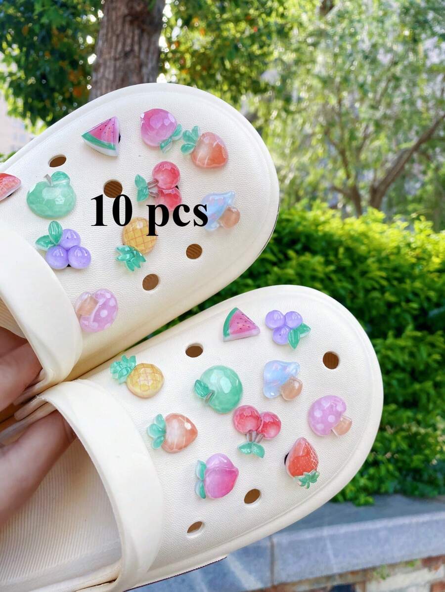 10-Piece Set For Clogs Accessories Ice Fruit Cartoon Detachable ...
