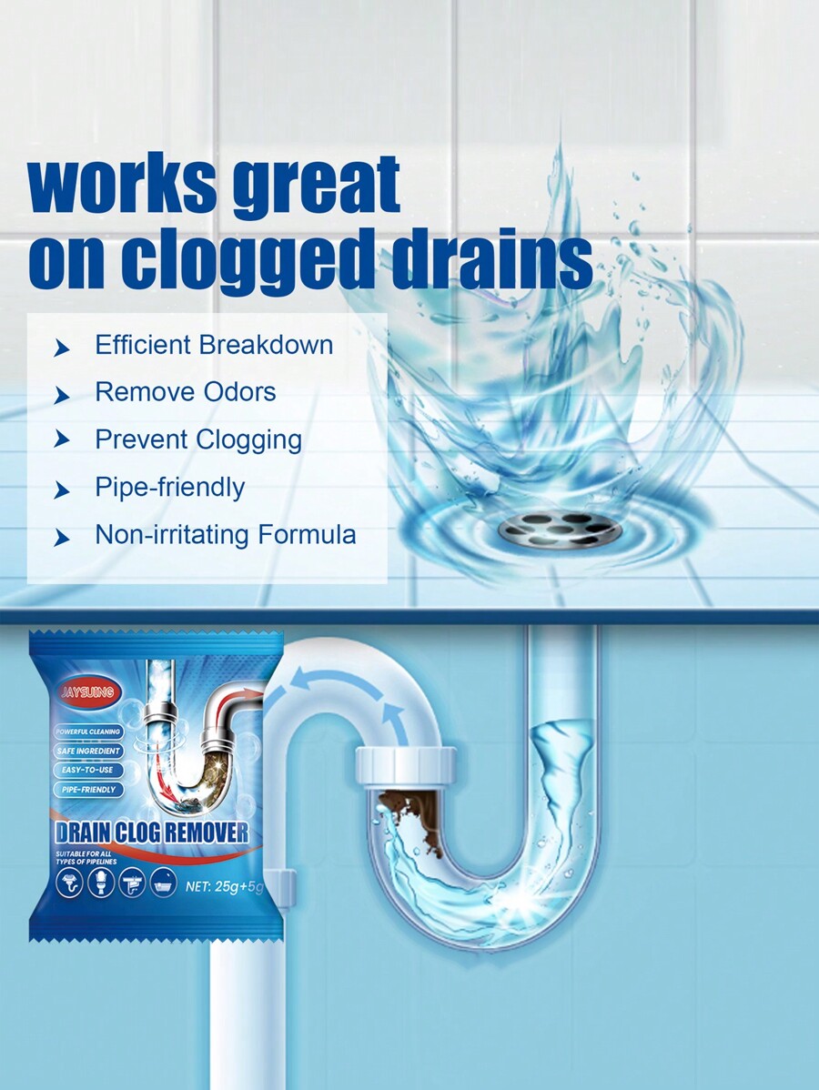 Drain Clogged Removal Powder, Toilet And Kitchen Sink Unclogging ...