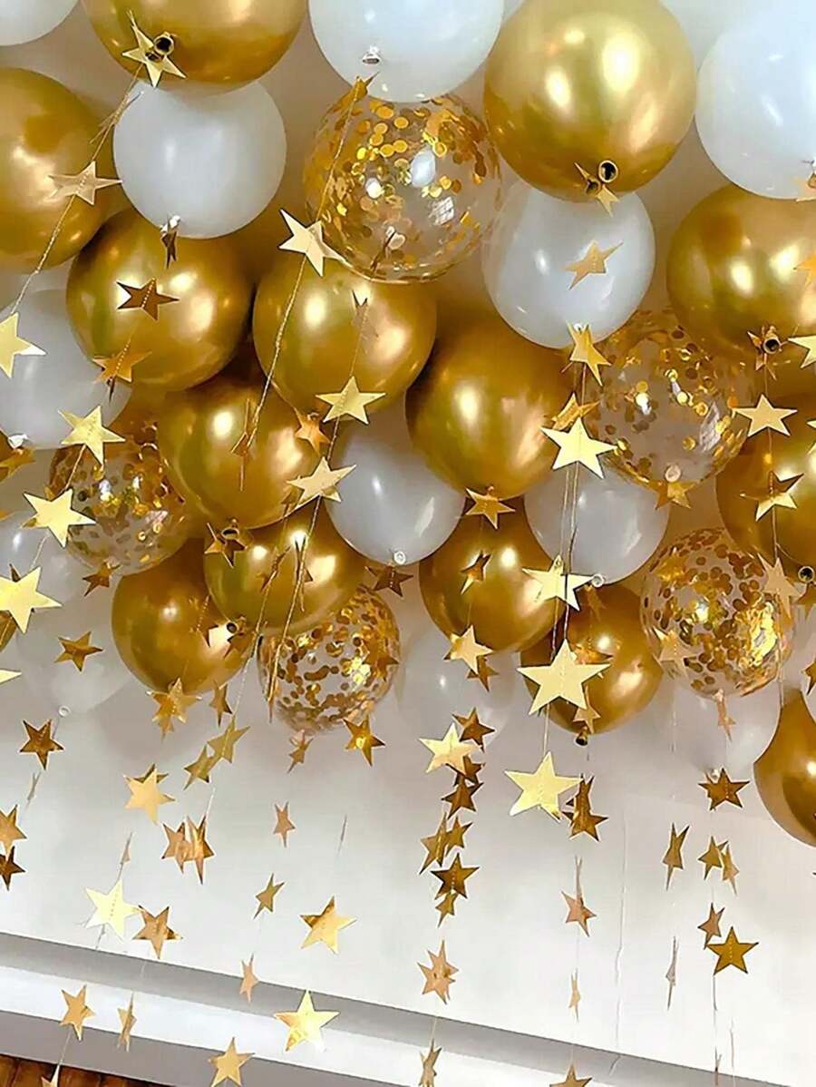 42pcs/Set Latex Balloon & Hanging Decoration, Mixed Color Star Decor ...