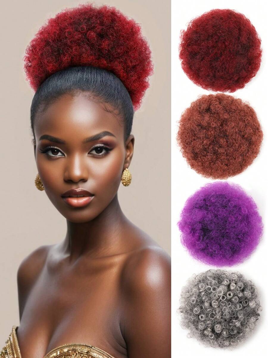Afro Puff Drawstring Ponytail Extension Kinky Curly Bun Hair Synthetic ...