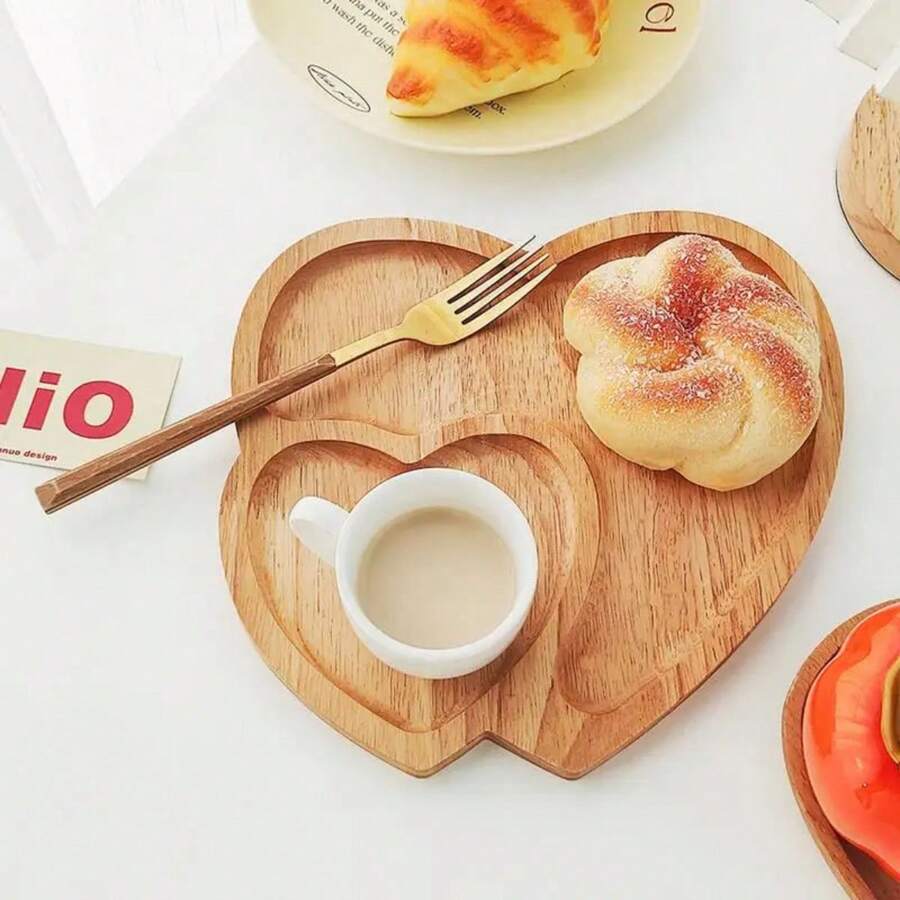 Wooden Heart Shaped Serving Tray, Double Heart Wooden Platter For Home ... Wooden Heart Shaped Serving Tray, Double Heart Wooden Platter For Home ...