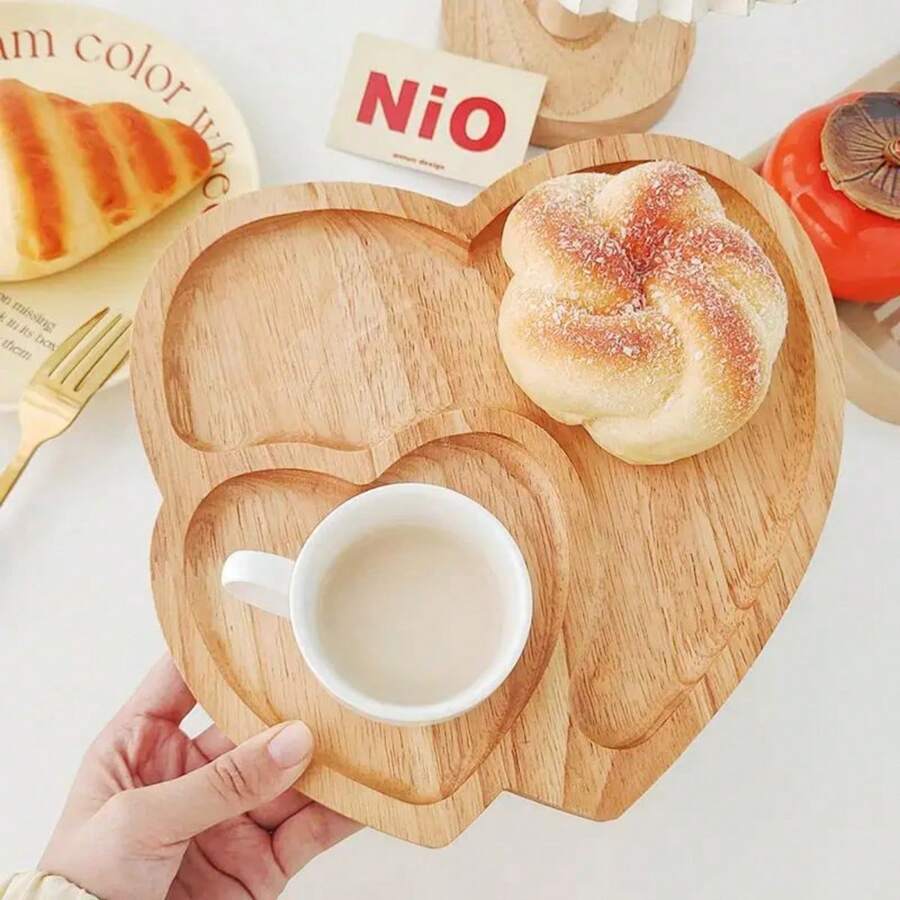 Wooden Heart Shaped Serving Tray, Double Heart Wooden Platter For Home ... Wooden Heart Shaped Serving Tray, Double Heart Wooden Platter For Home ...