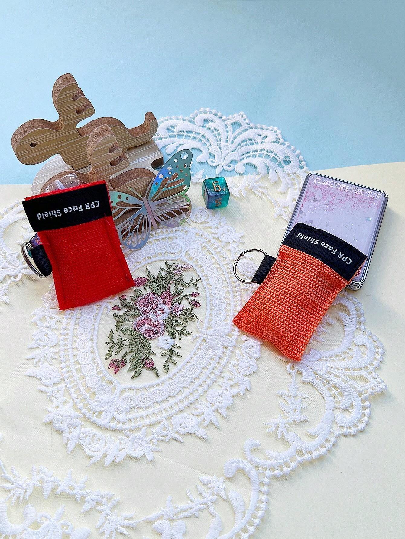 2pcs CPR Emergency Mask Portable Keychain With One-Way Valve Breathing ...