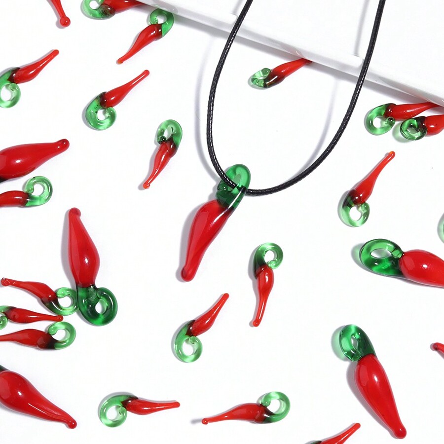 10/20pcs Glass Red Chili Pepper Pendants, Italian Red Chili Charm For ...