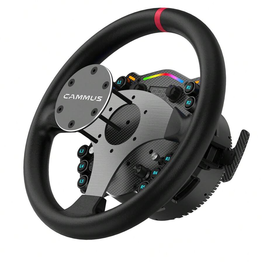 CAMMUS Racing Simulator Steering Wheels C12, Leather Steering Wheel ...