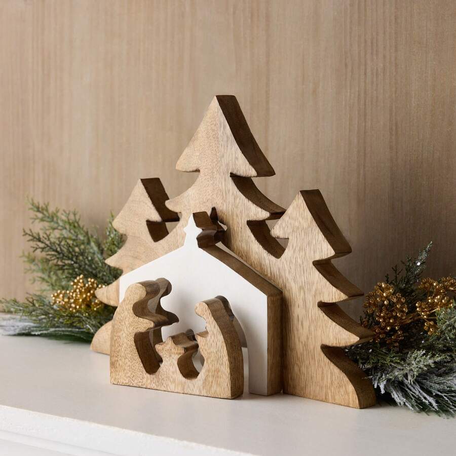Nesting Nativity Scene - Natural Wood Grain Christmas Decor | SHEIN USA