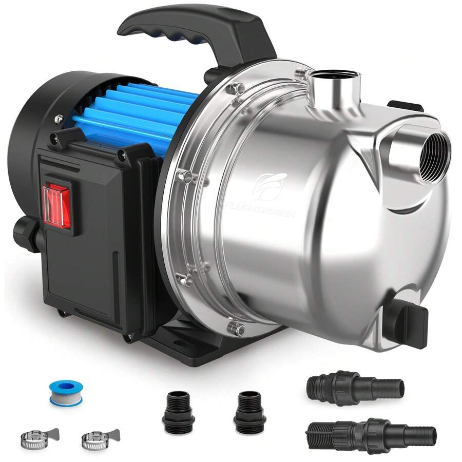 FLUENTPOWER 1.5HP Portable Garden Transfer Pump, 1200GPH Electric ...